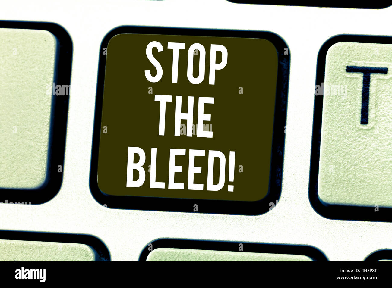 Handwriting text Stop The Bleed. Concept meaning Medical treatment for ...