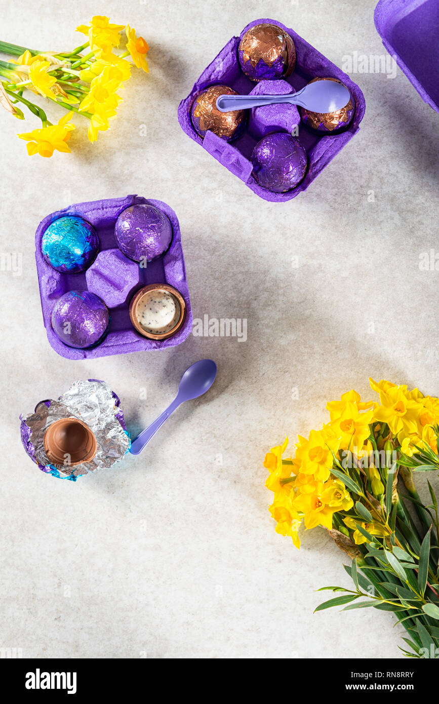 Easter composition from chocolate eggs with a soft vanilla flavour ...