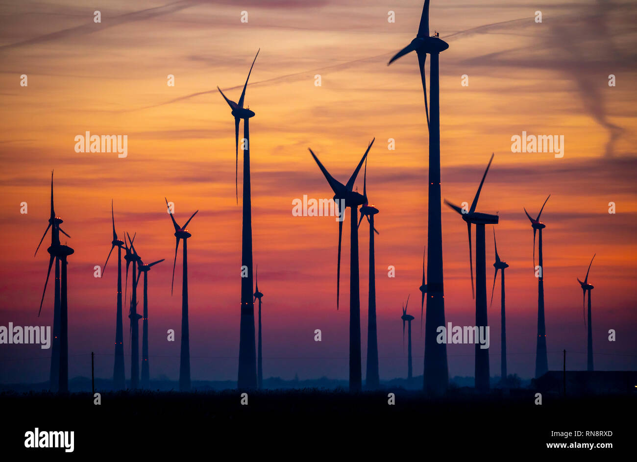Utgast wind farm, wind park, in the district of Wittmund, East Frida ...