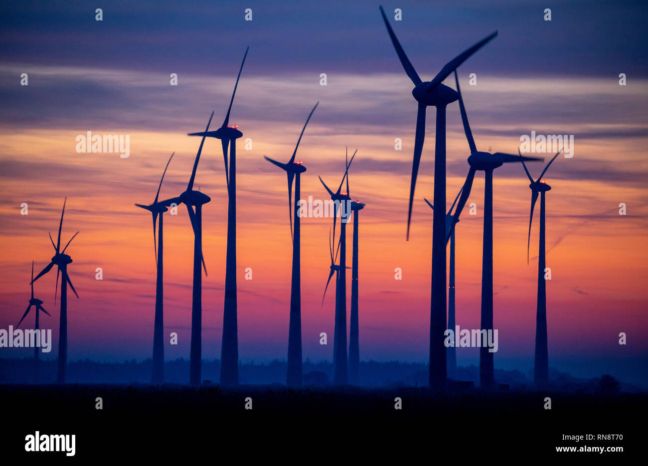 Utgast wind farm, wind park, in the district of Wittmund, East Frida ...