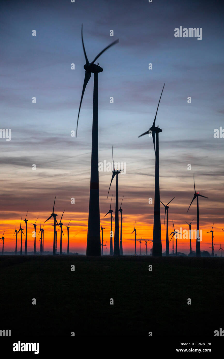 Utgast wind farm, wind park, in the district of Wittmund, East Frida ...