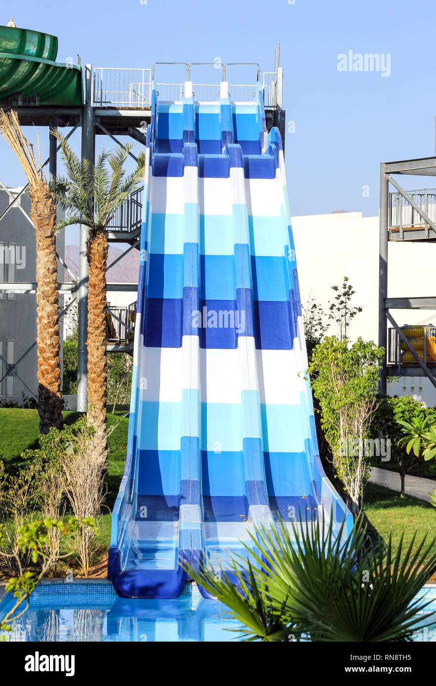 Blue Waterslide In Waterpark High Resolution Stock Photography and ...