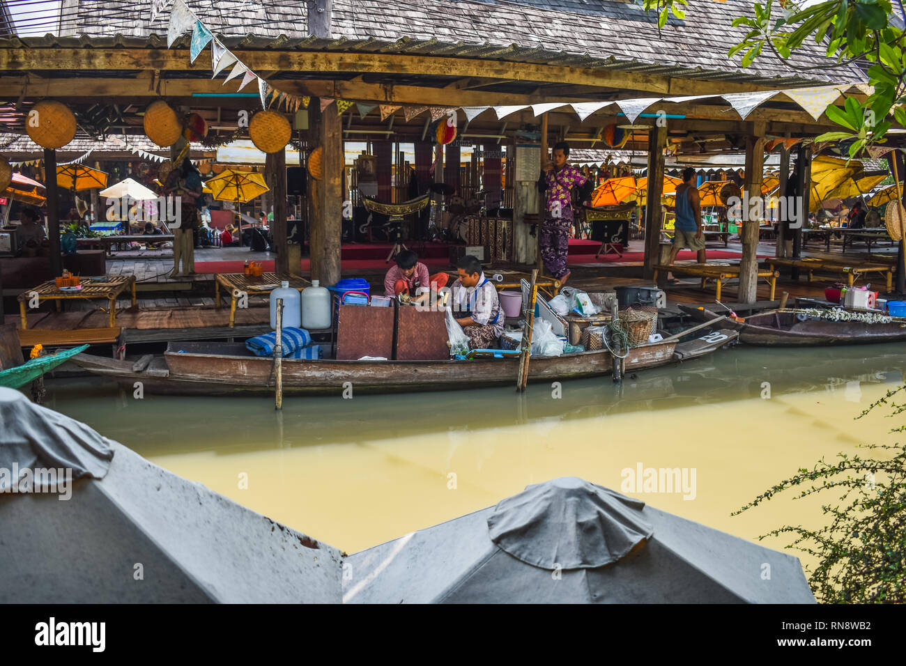 Pataya, Thailand May 13, 2018, Floating Market in holidays,tourism are ...