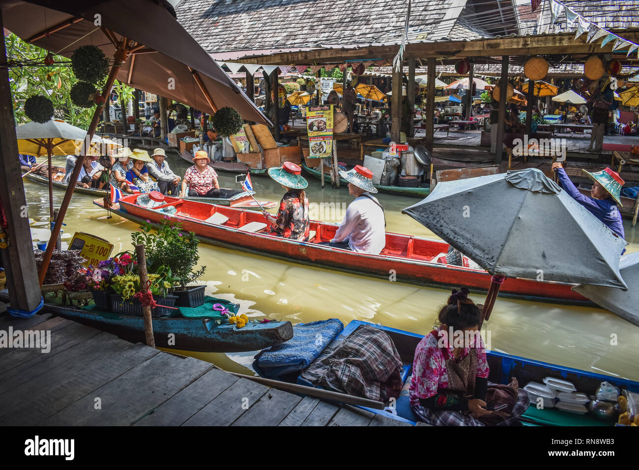 Pataya, Thailand May 13, 2018, Floating Market in holidays,tourism are ...