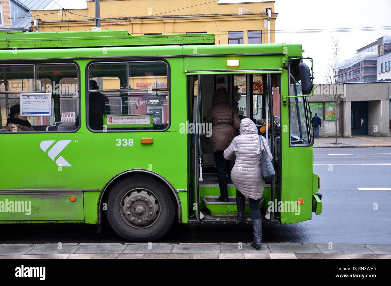 Public transport bus in Kaunas, Lithuania, December 2018 Stock Photo ...