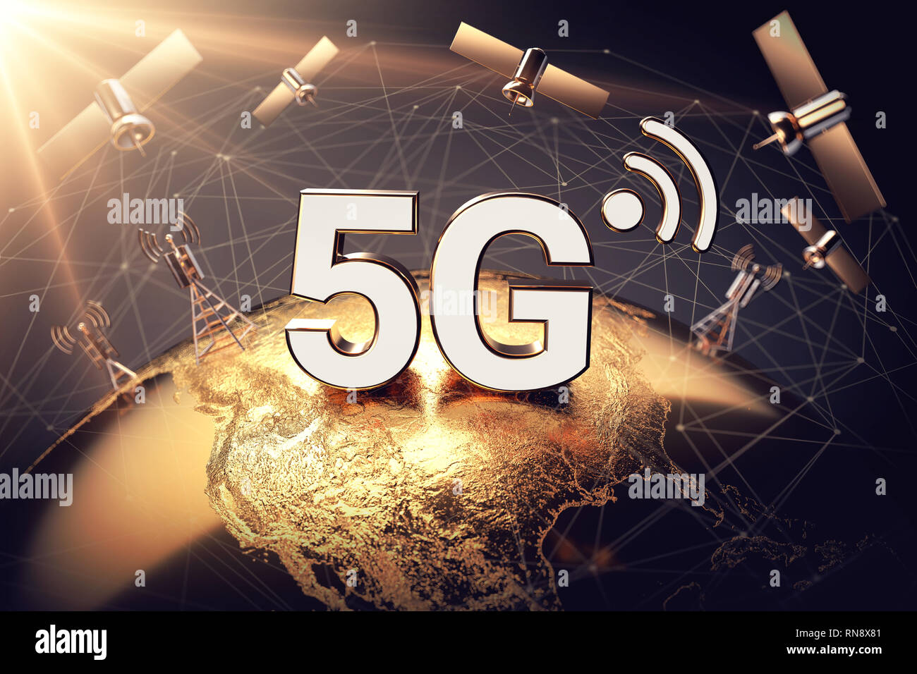 Global Connectivity Concept With Worldwide Communication Network Connection Nodes Around The