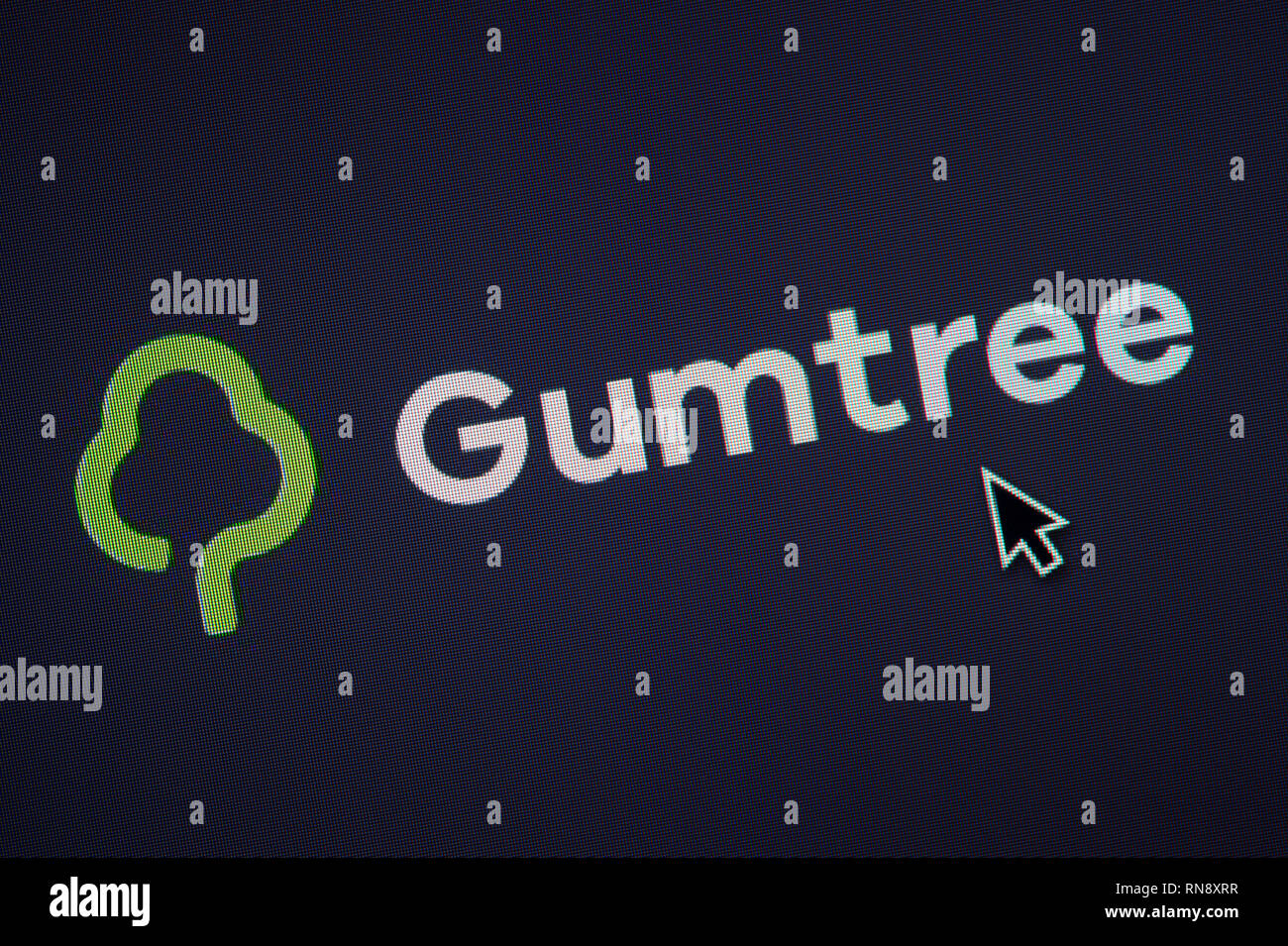 The logo of Gumtree is seen on a computer screen along with a mouse ...