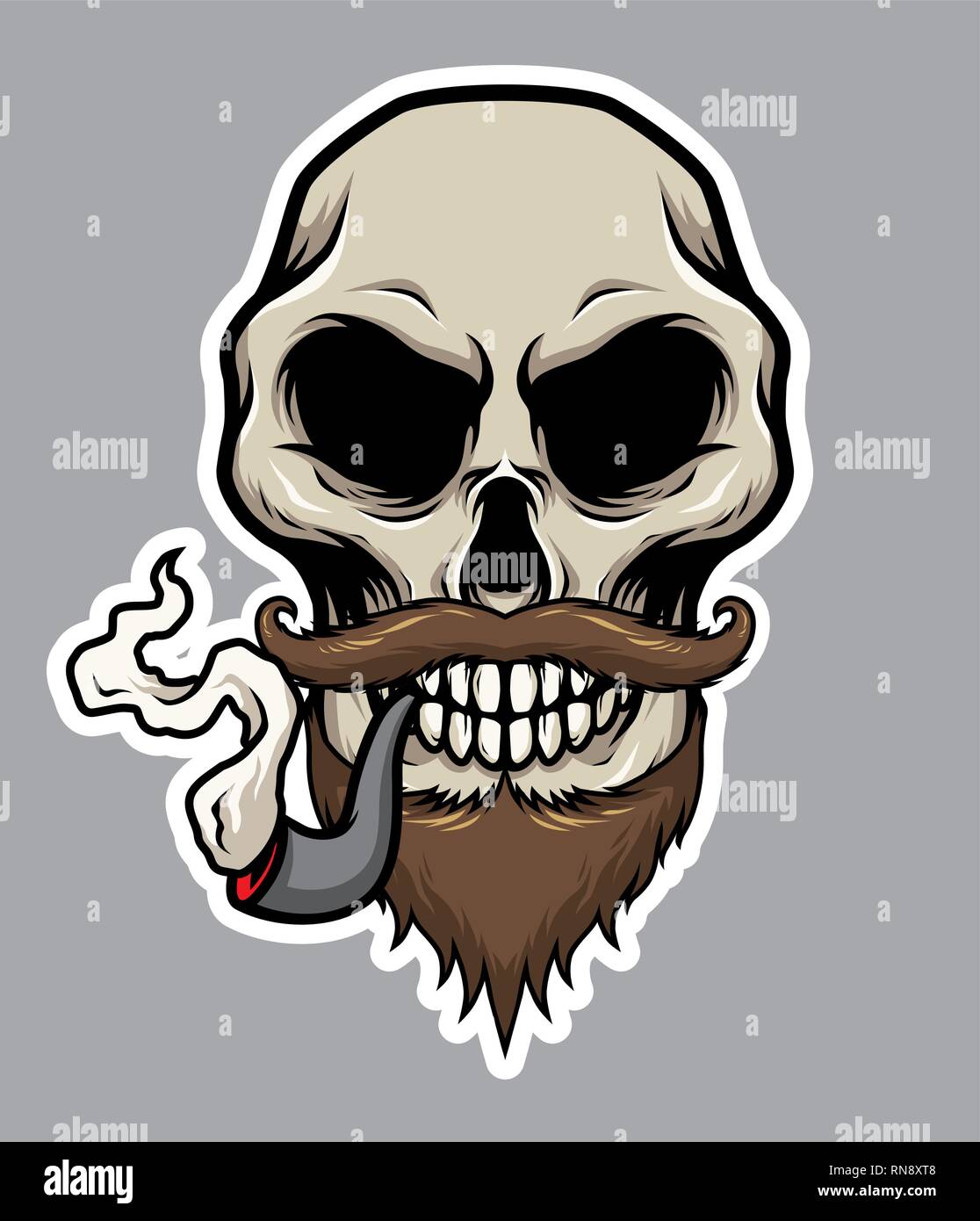 Pirate Skull With Pipe, Moustache, and Beard Illustration Stock Vector ...