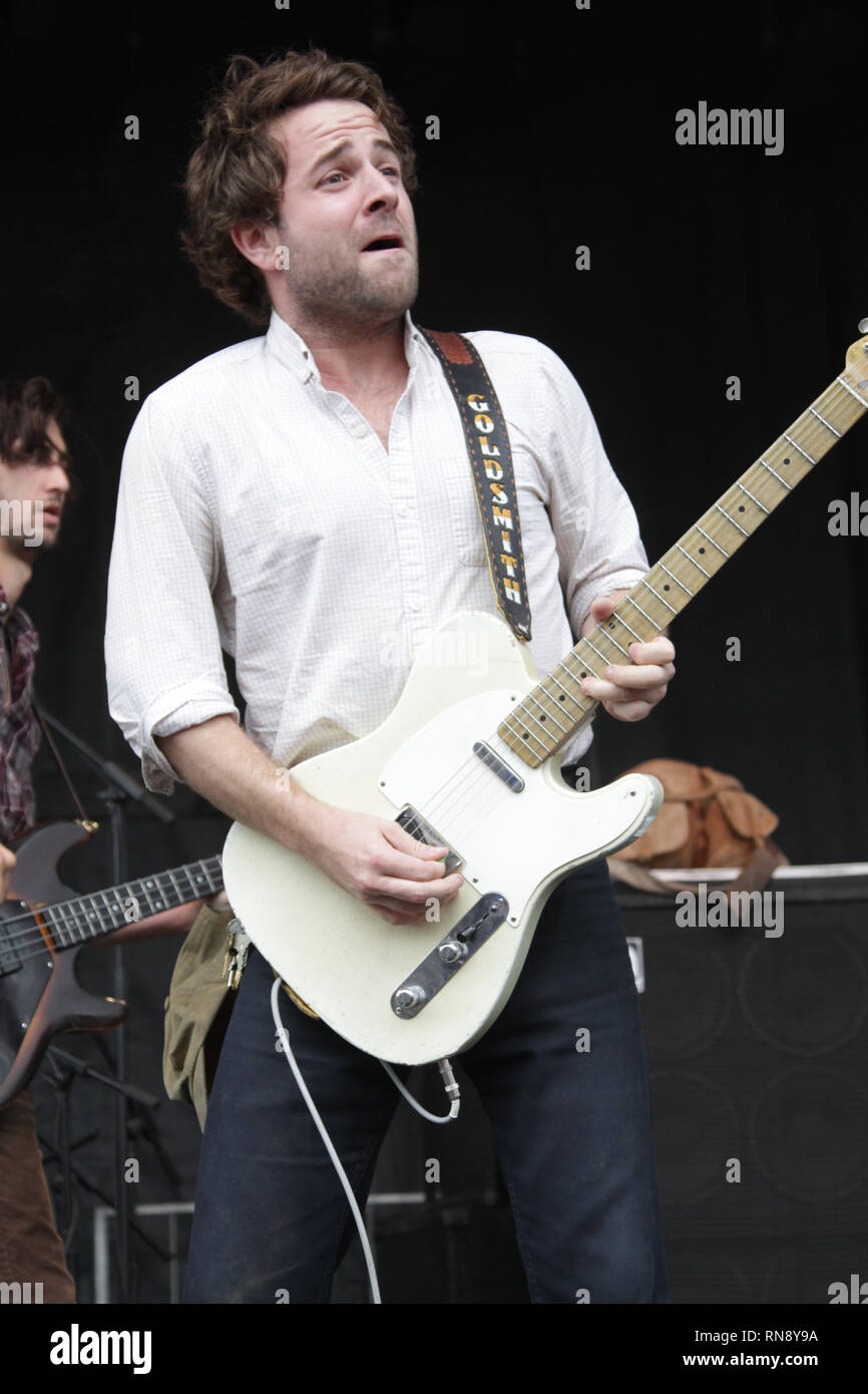 Guitarist and vocalist Taylor Goldsmith is shown performing on stage ...