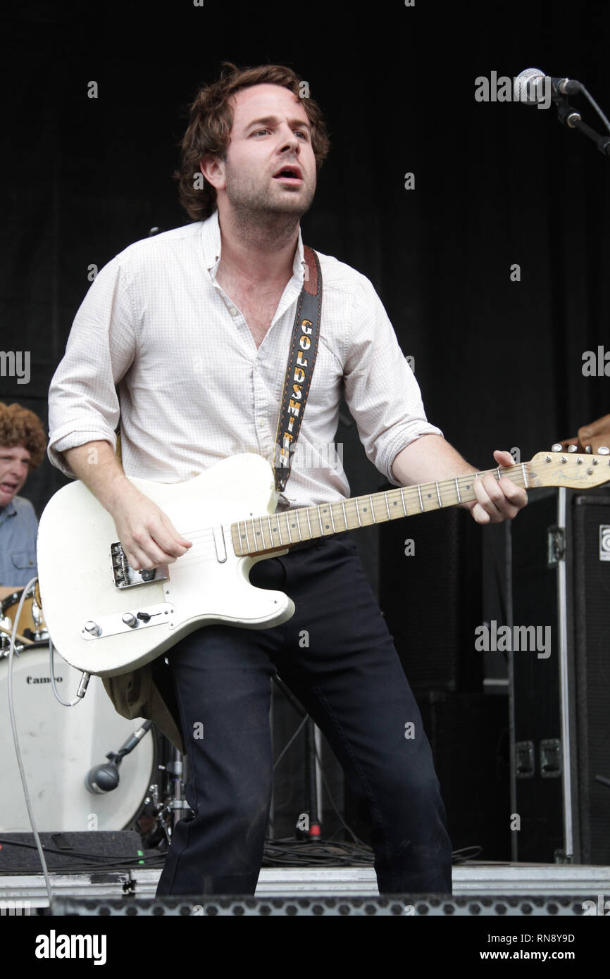 Guitarist and vocalist Taylor Goldsmith is shown performing on stage ...