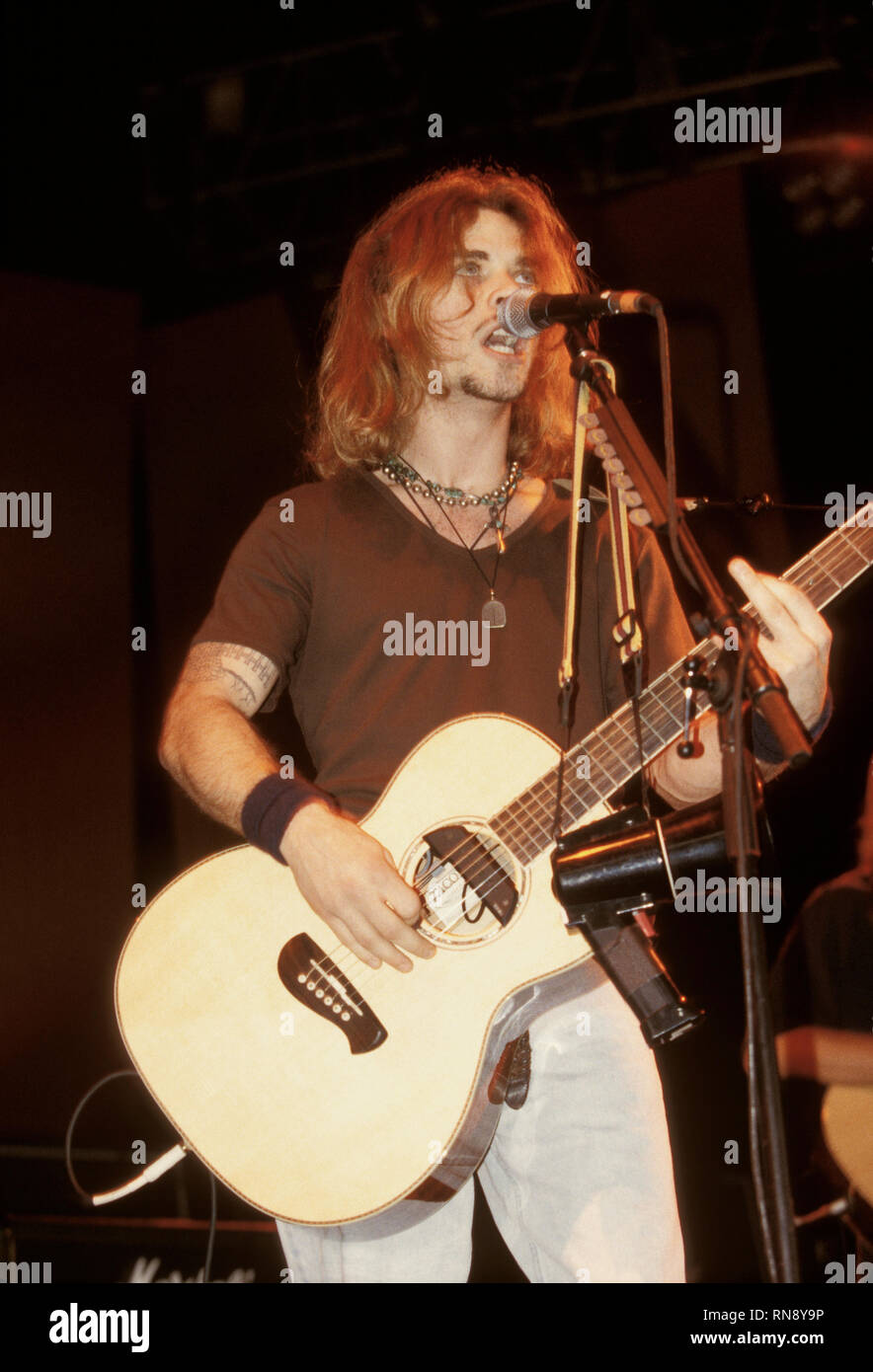 Days of the New guitarist and vocalist Travis Meeks is shown performing ...