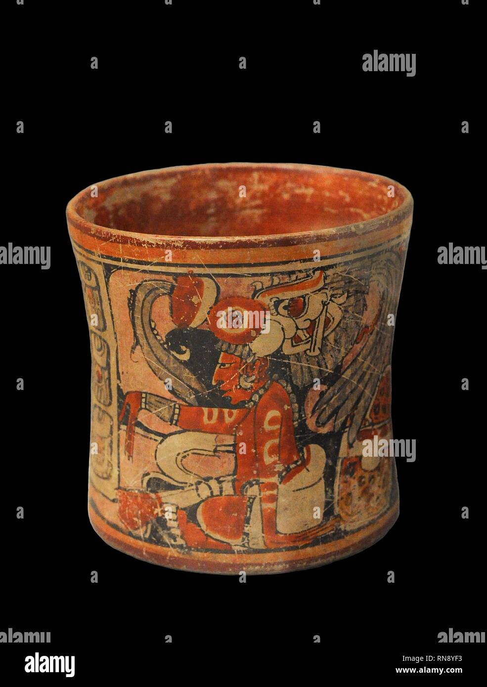 Vaso El Cacao Se Bebía En Vasos Cerámicos Cilíndricos Estrechos Y