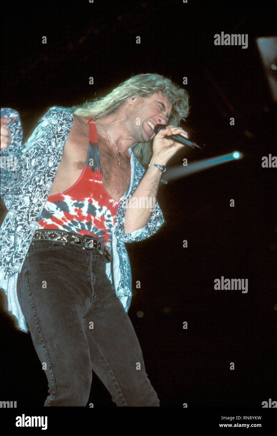 Def Leppard vocalist Joe Elliott is shown performing on stage during a ...