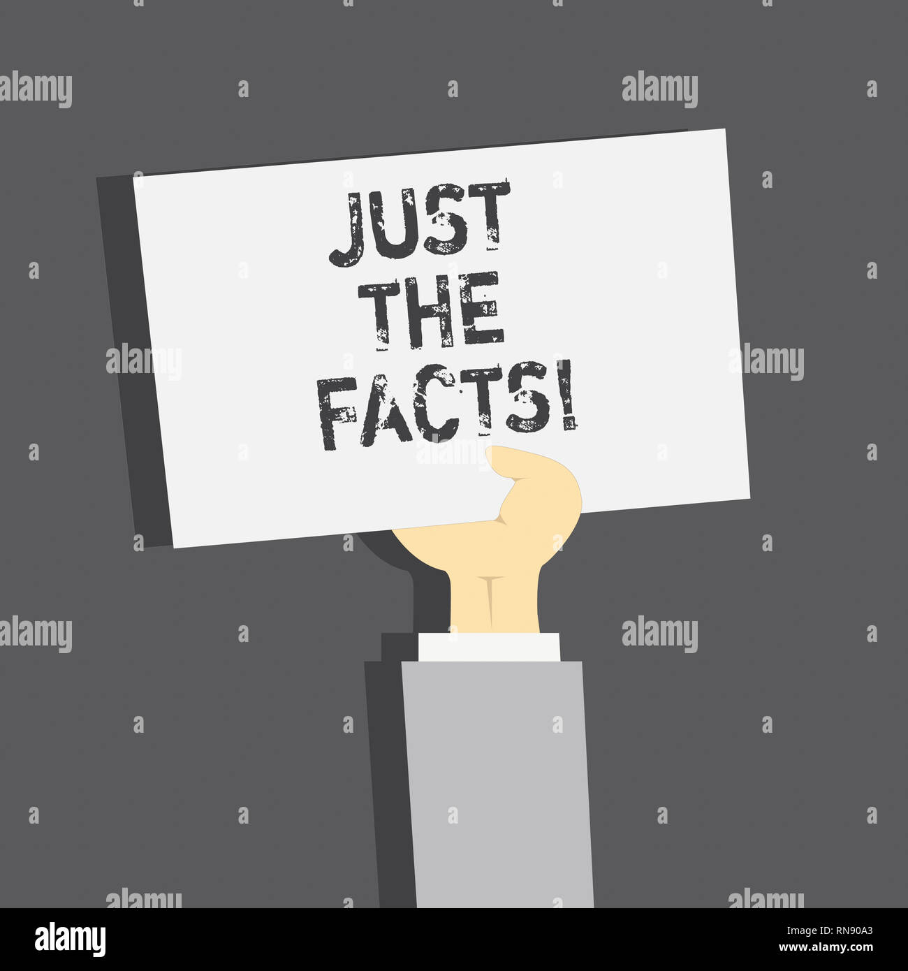 Handwriting text Just The Facts. Concept meaning Give the evidences to ...