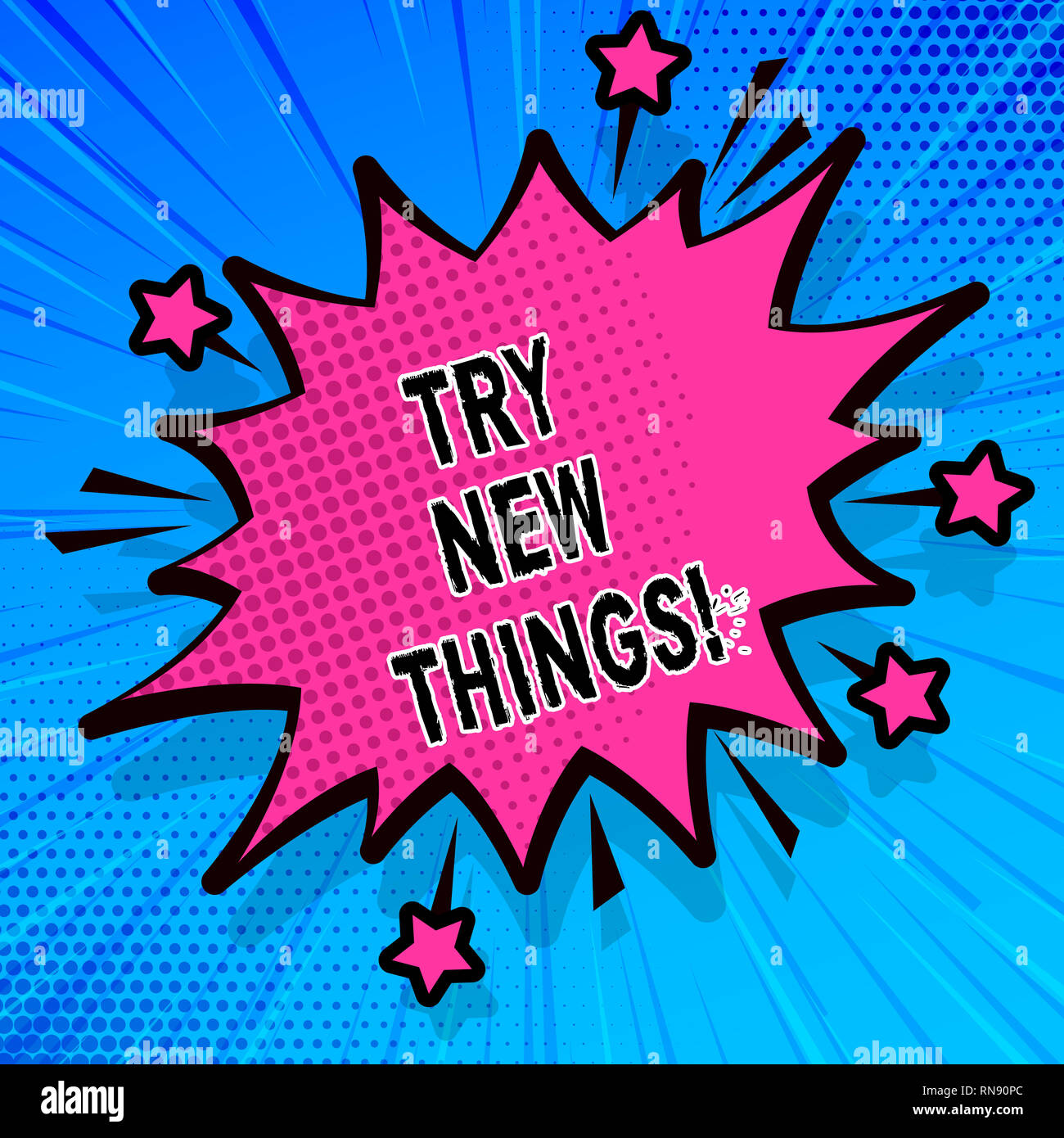 Handwriting text writing Try New Things. Concept meaning Do different ...