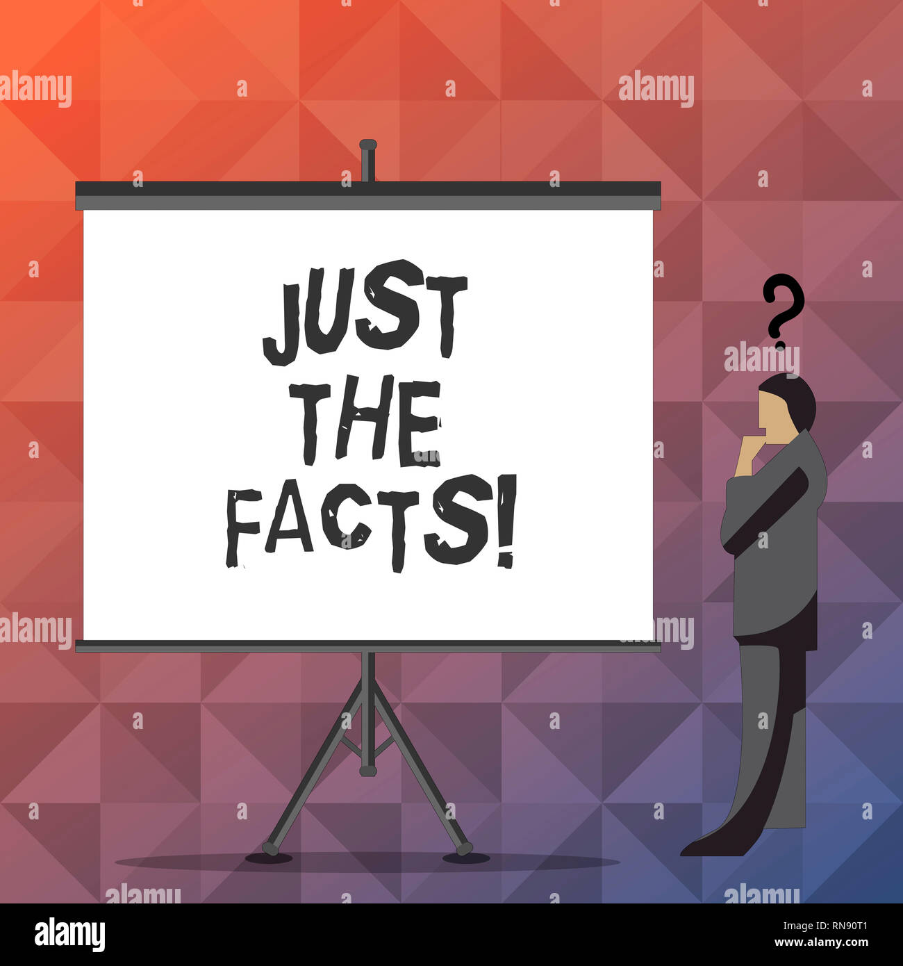 Handwriting text Just The Facts. Concept meaning Give the evidences to ...