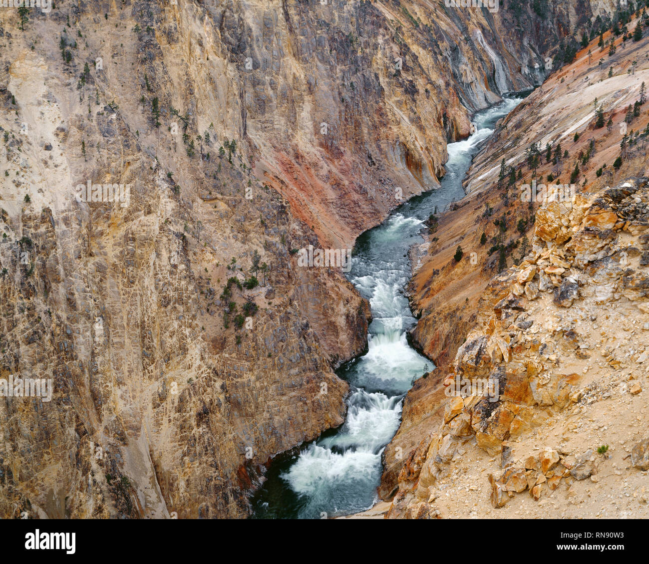 USA, Wyoming, Yellowstone National Park, Yellowstone River and steep ...