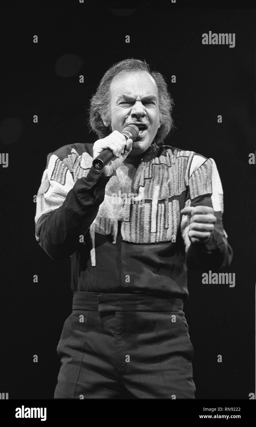 Singer & songwriter Neil Diamond is shown performing on stage during a ...