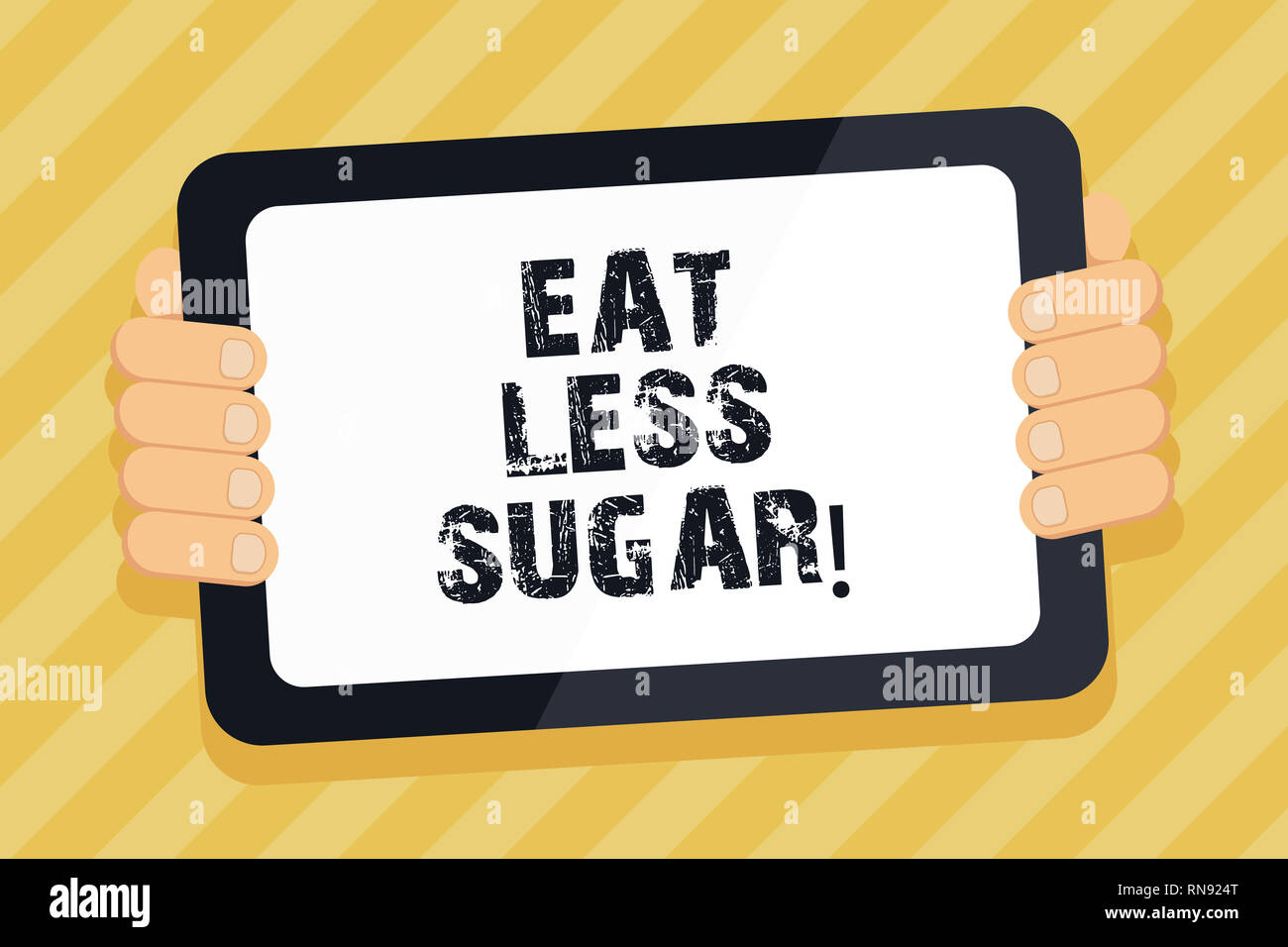 Text sign showing Eat Less Sugar. Conceptual photo Reduction of eating ...