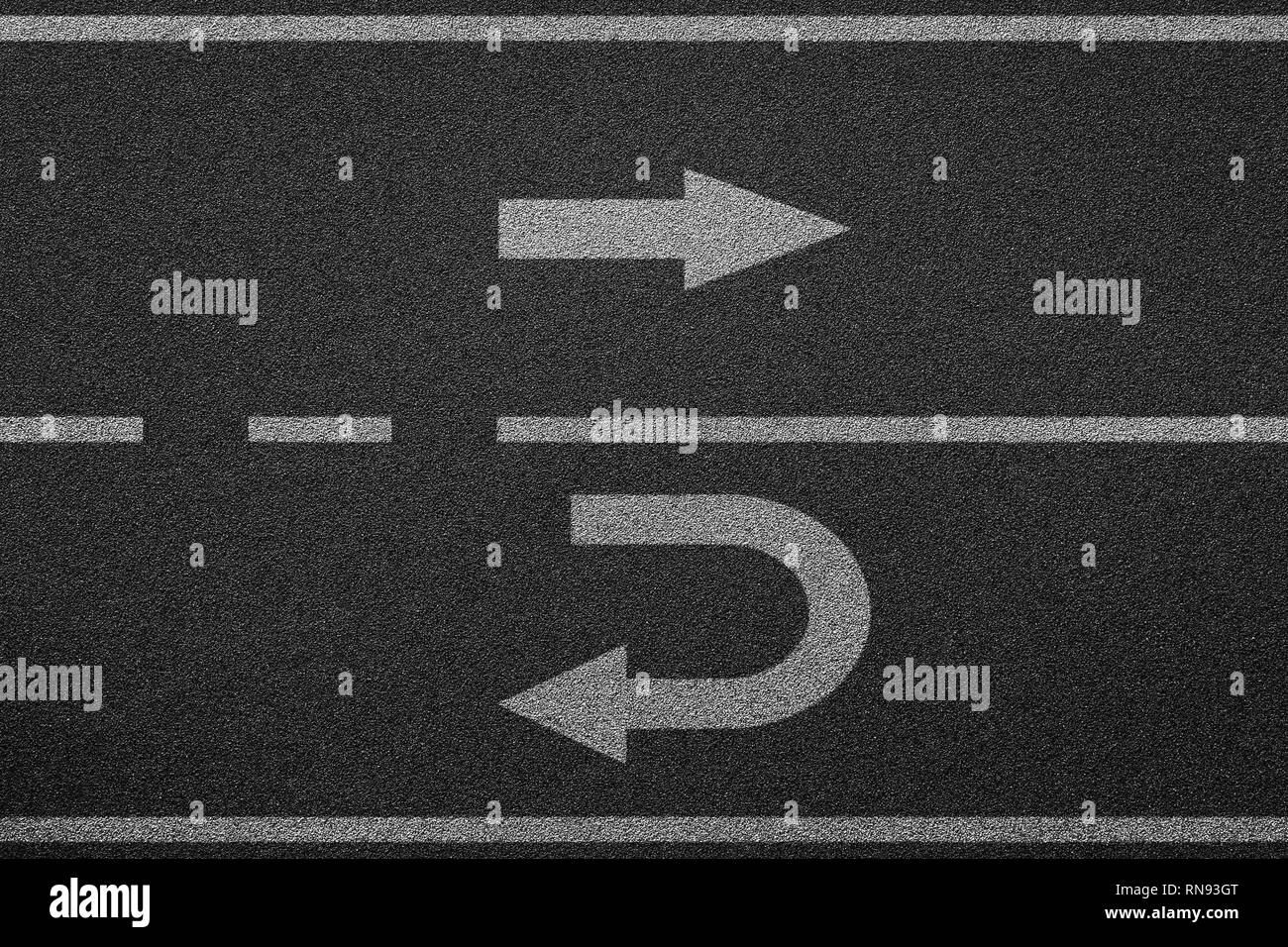 go straight and turn back asphalt road texture background Stock Photo ...