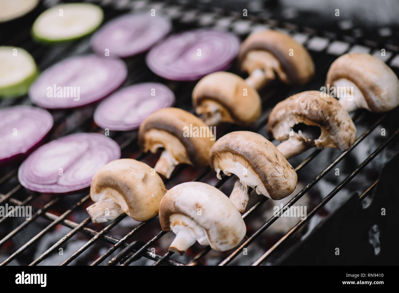 Burning coals on barbecue selective hi-res stock photography and images - Alamy