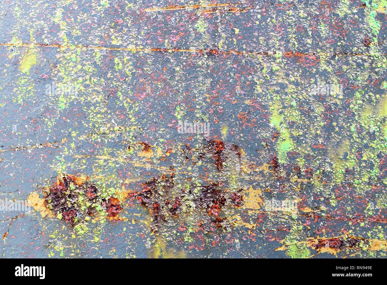 Close up surface of aged and weathered rusty metal surfaces in high ...