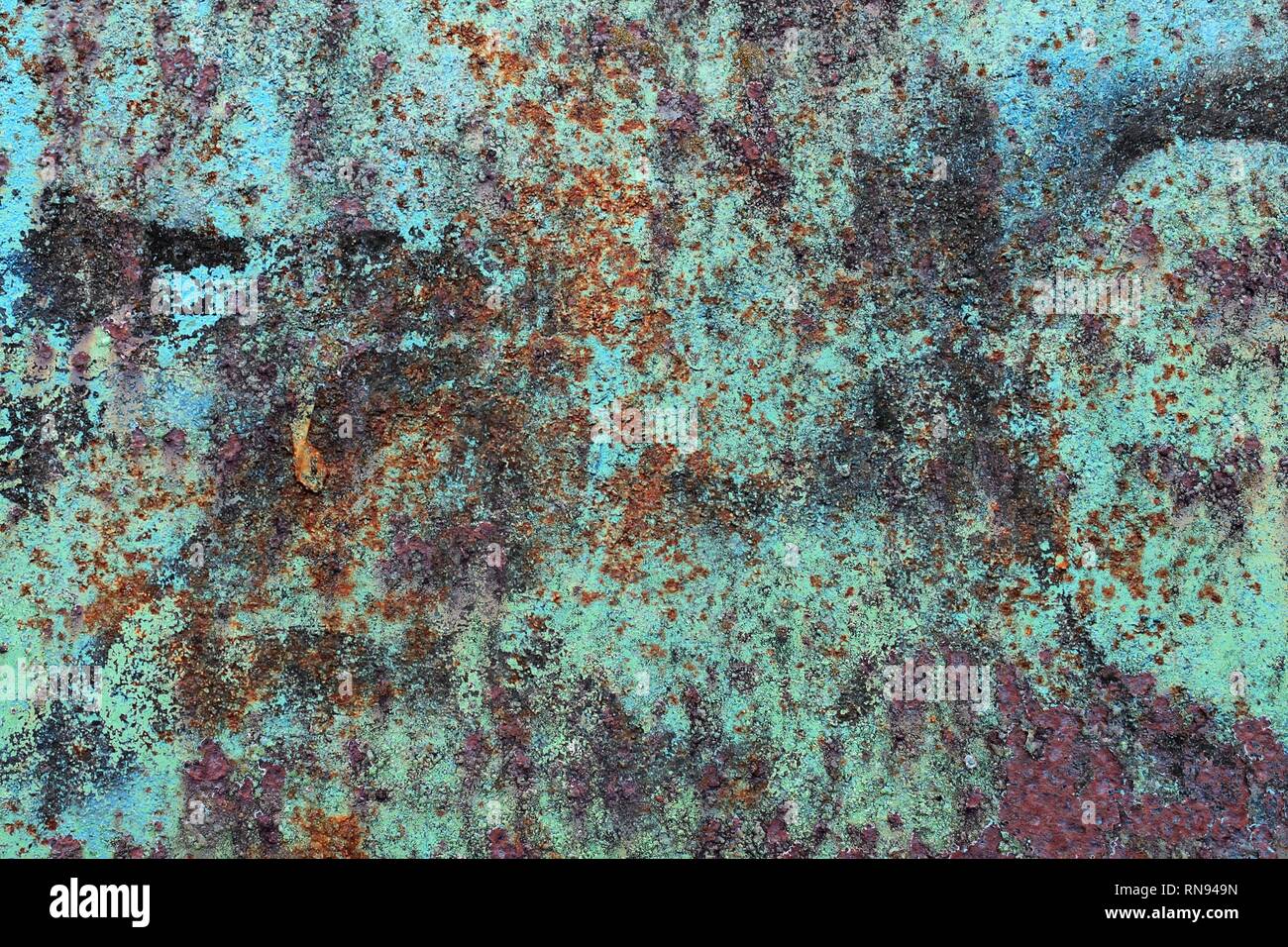 Close up surface of aged and weathered rusty metal surfaces in high ...