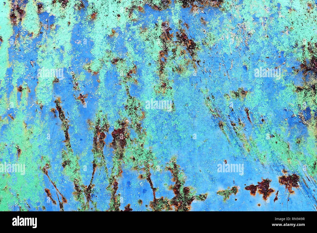 Close up surface of aged and weathered rusty metal surfaces in high ...