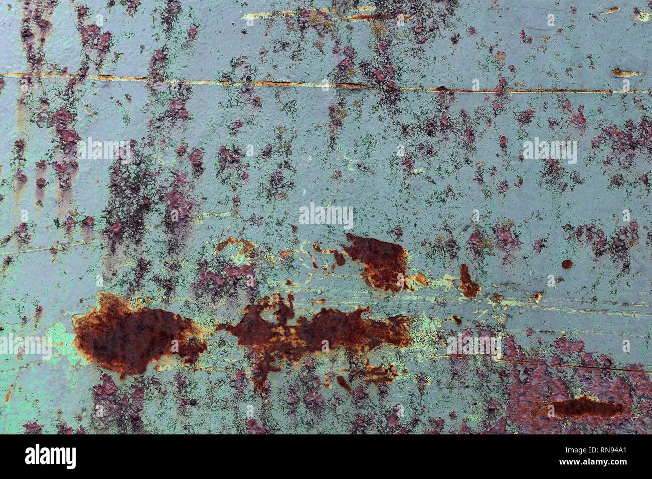 Close up surface of aged and weathered rusty metal surfaces in high ...