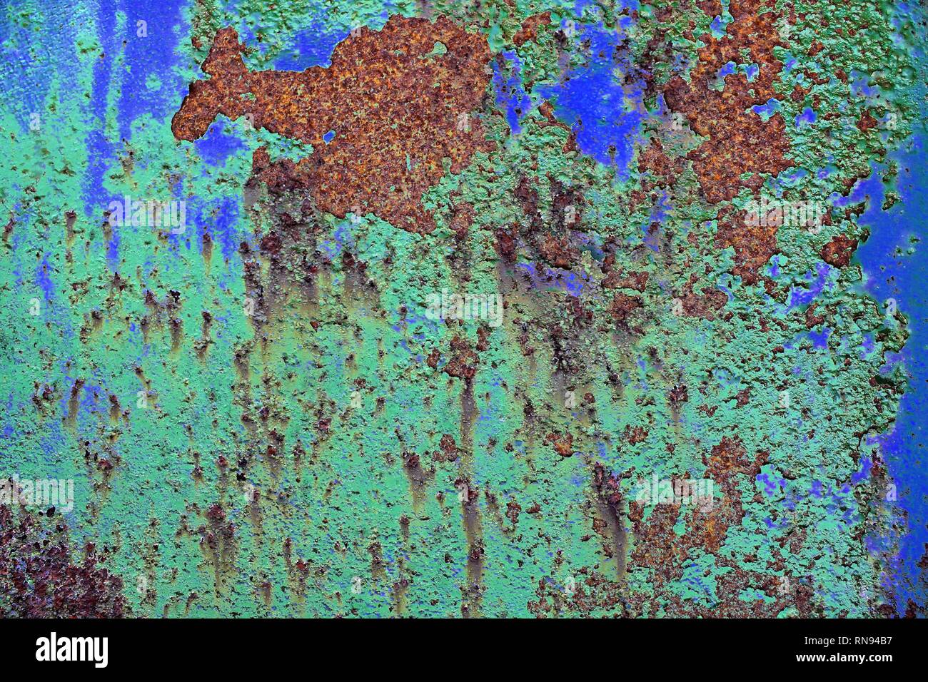 Close up surface of aged and weathered rusty metal surfaces in high ...