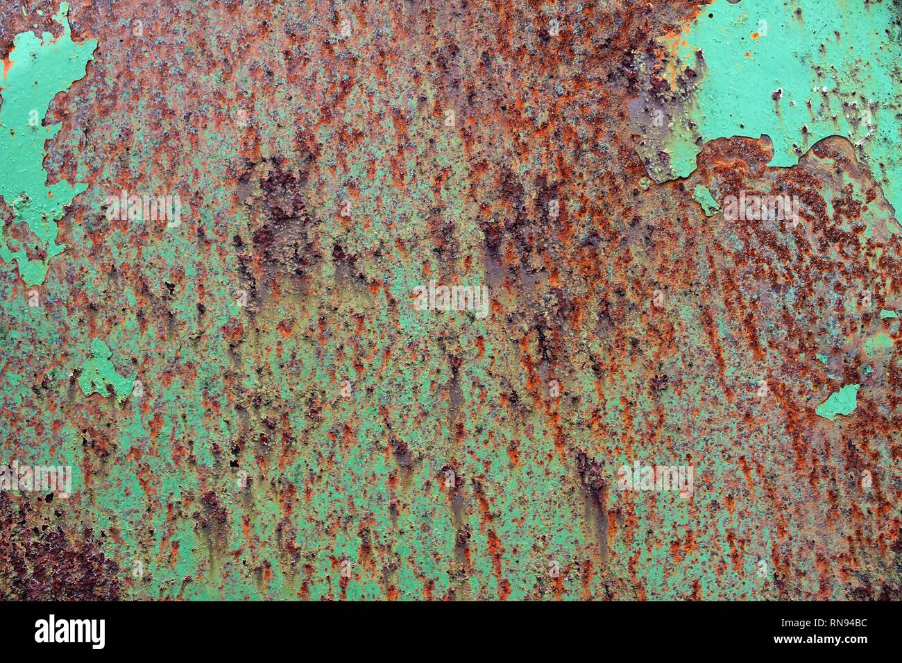 Close up surface of aged and weathered rusty metal surfaces in high ...