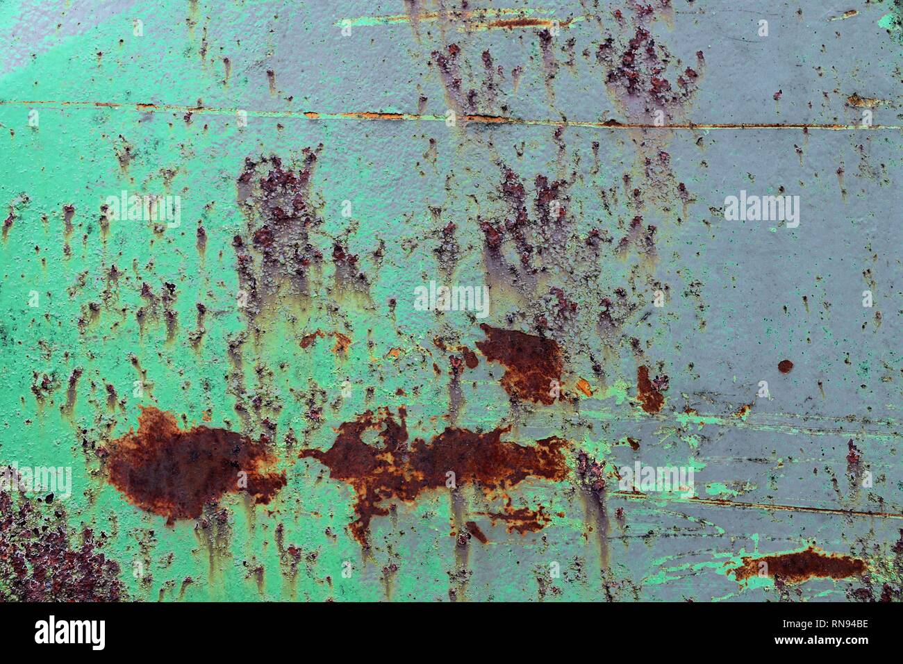 Close up surface of aged and weathered rusty metal surfaces in high ...