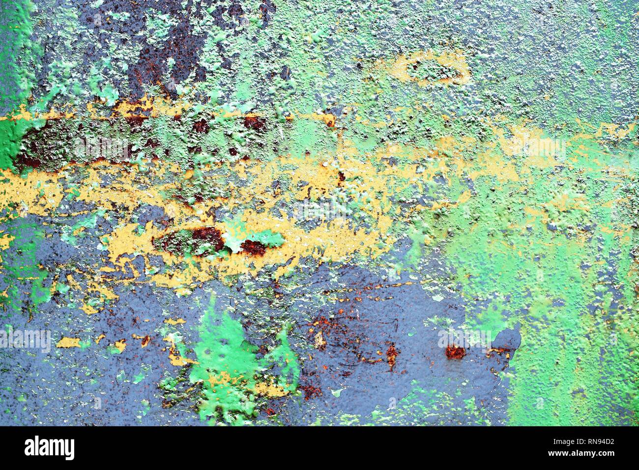 Close up surface of aged and weathered rusty metal surfaces in high ...