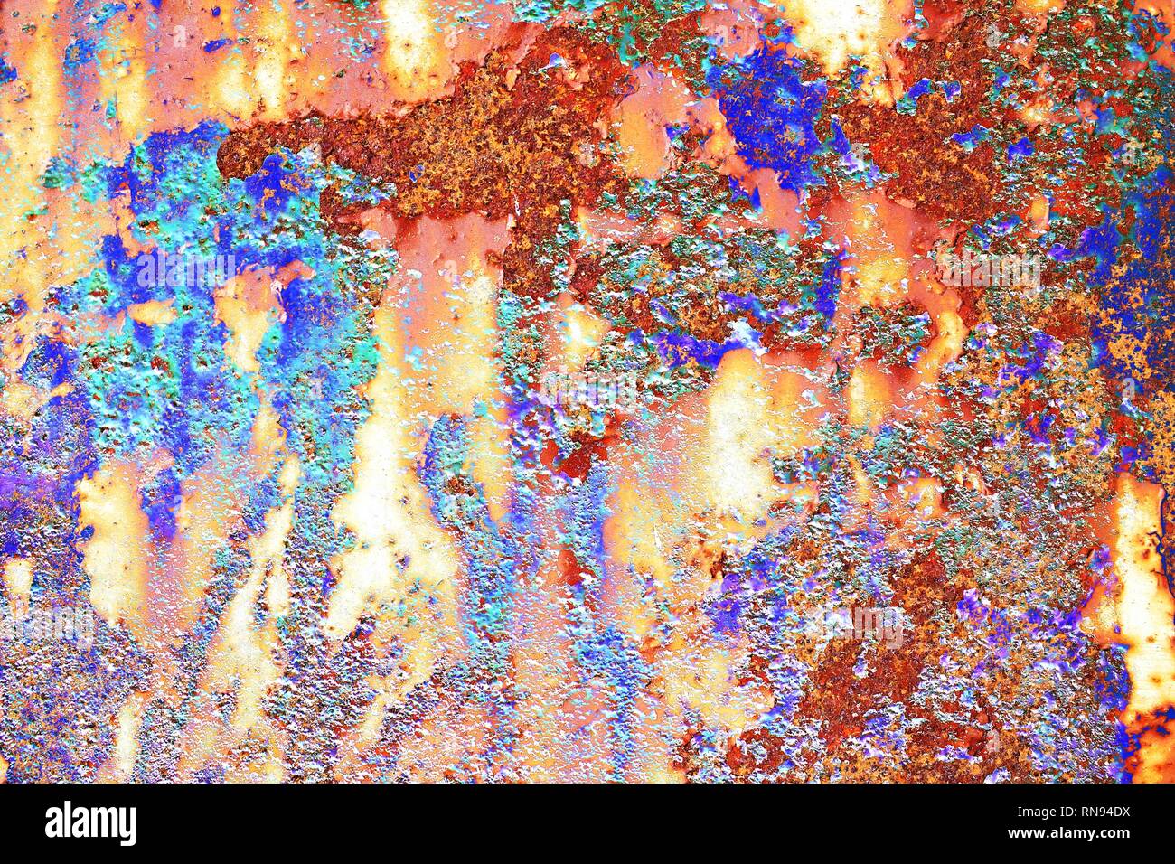 Close up surface of aged and weathered rusty metal surfaces in high ...