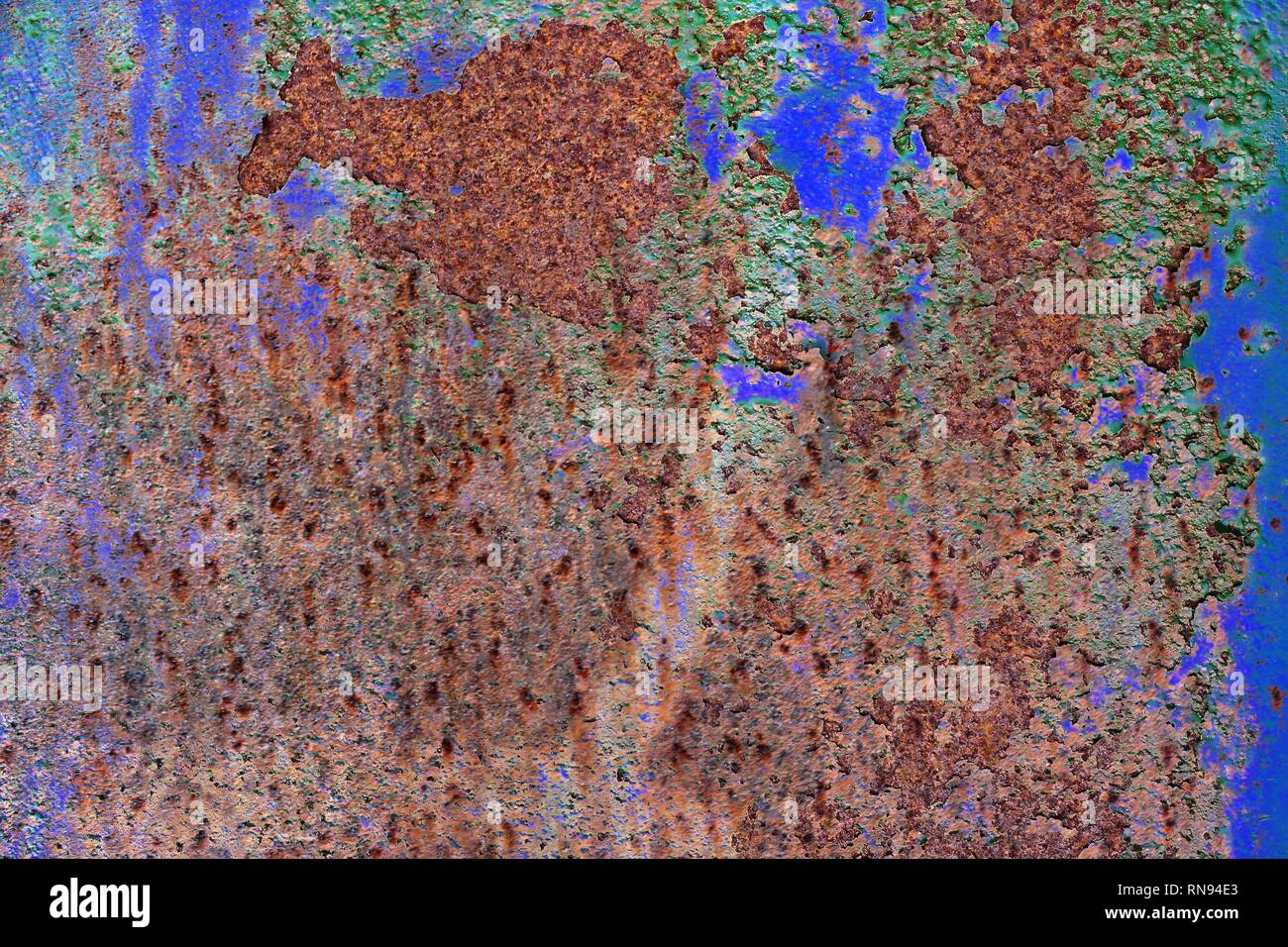 Close up surface of aged and weathered rusty metal surfaces in high ...