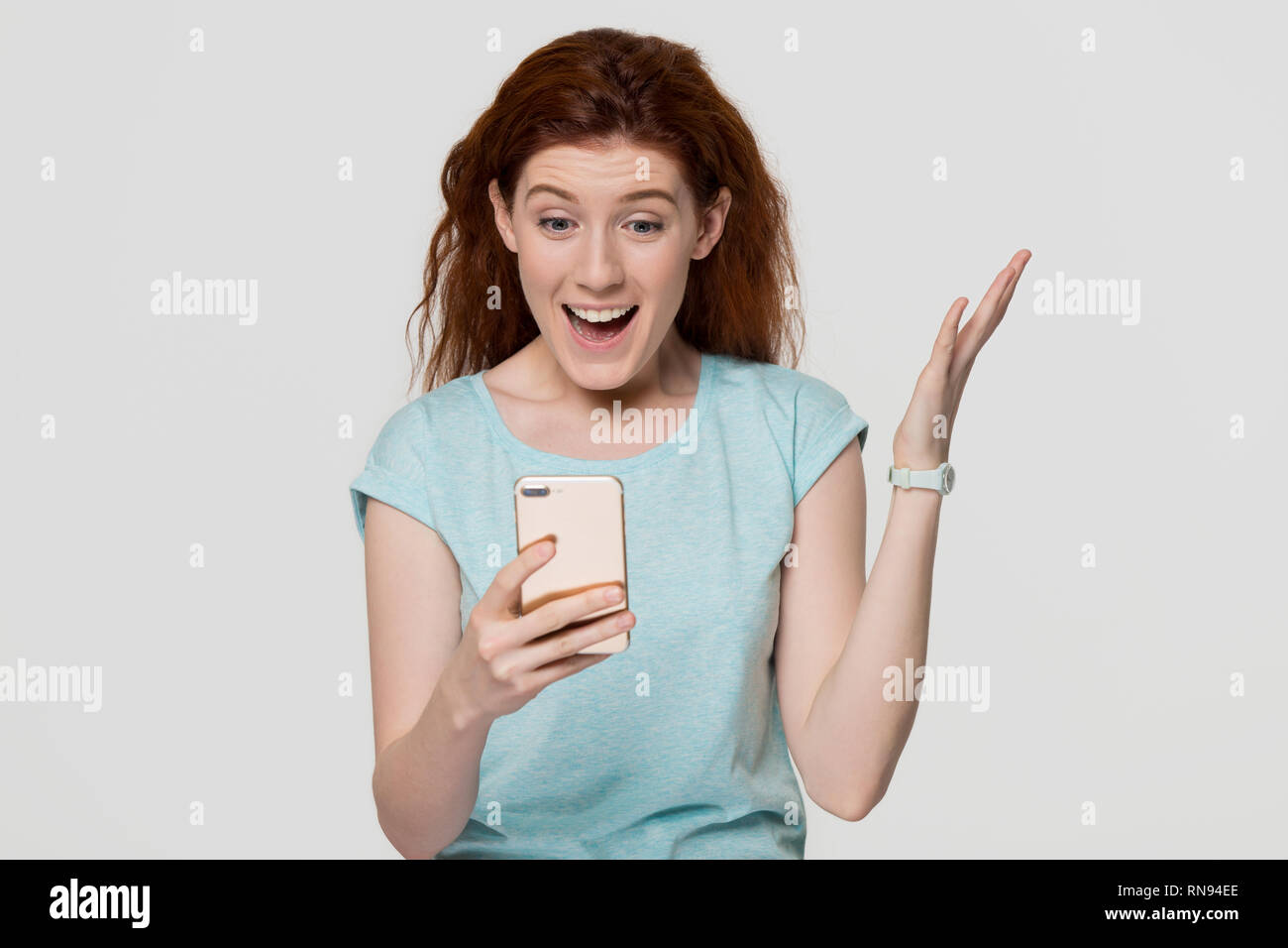 Excited woman hi-res stock photography and images - Alamy