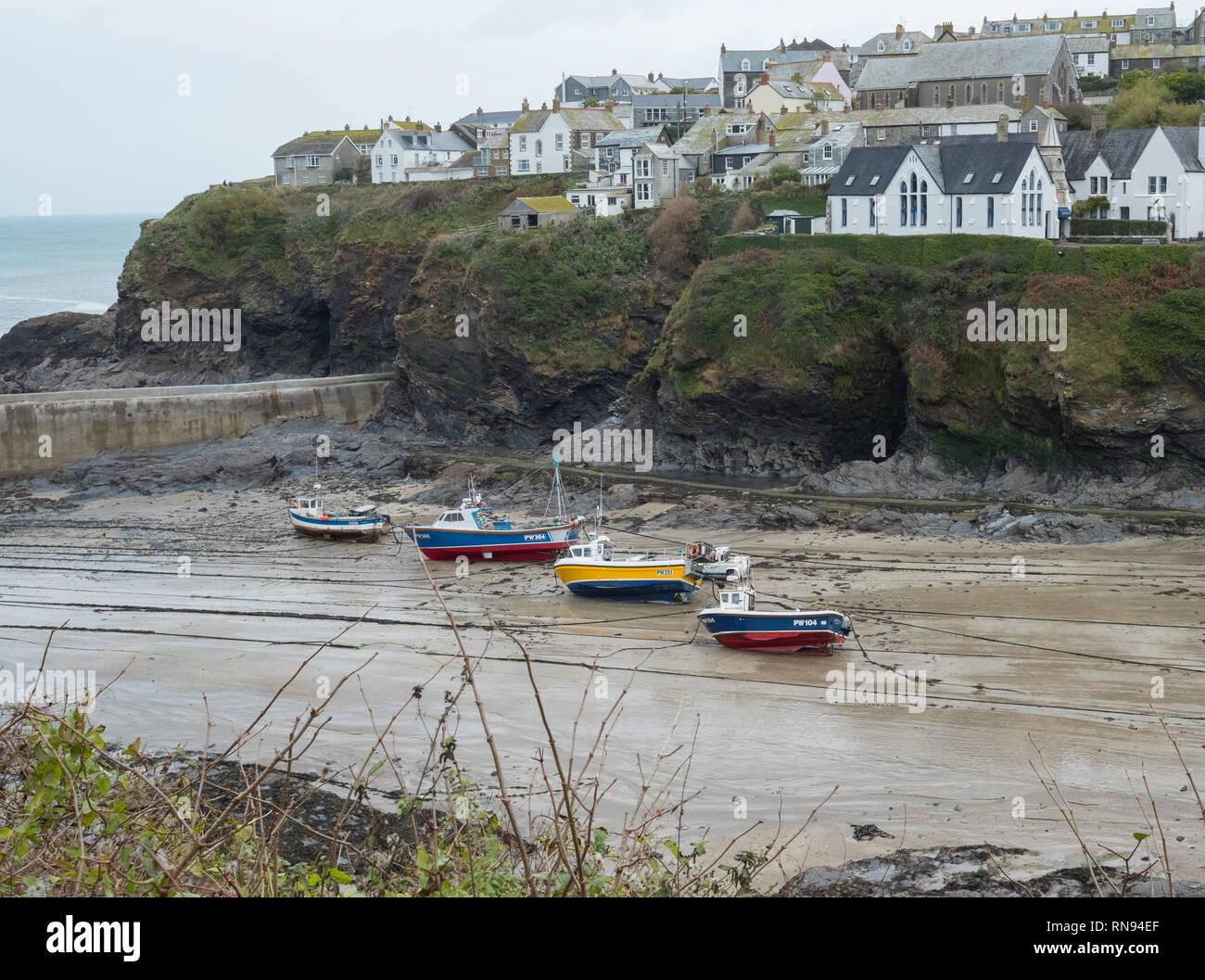 Port Issac, the filming location of Doc Martin, Cornwall Stock Photo ...