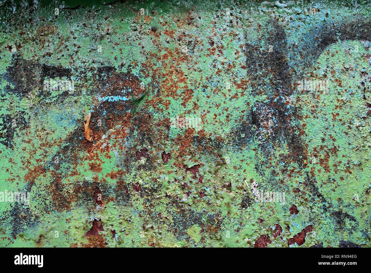 Close up surface of aged and weathered rusty metal surfaces in high ...