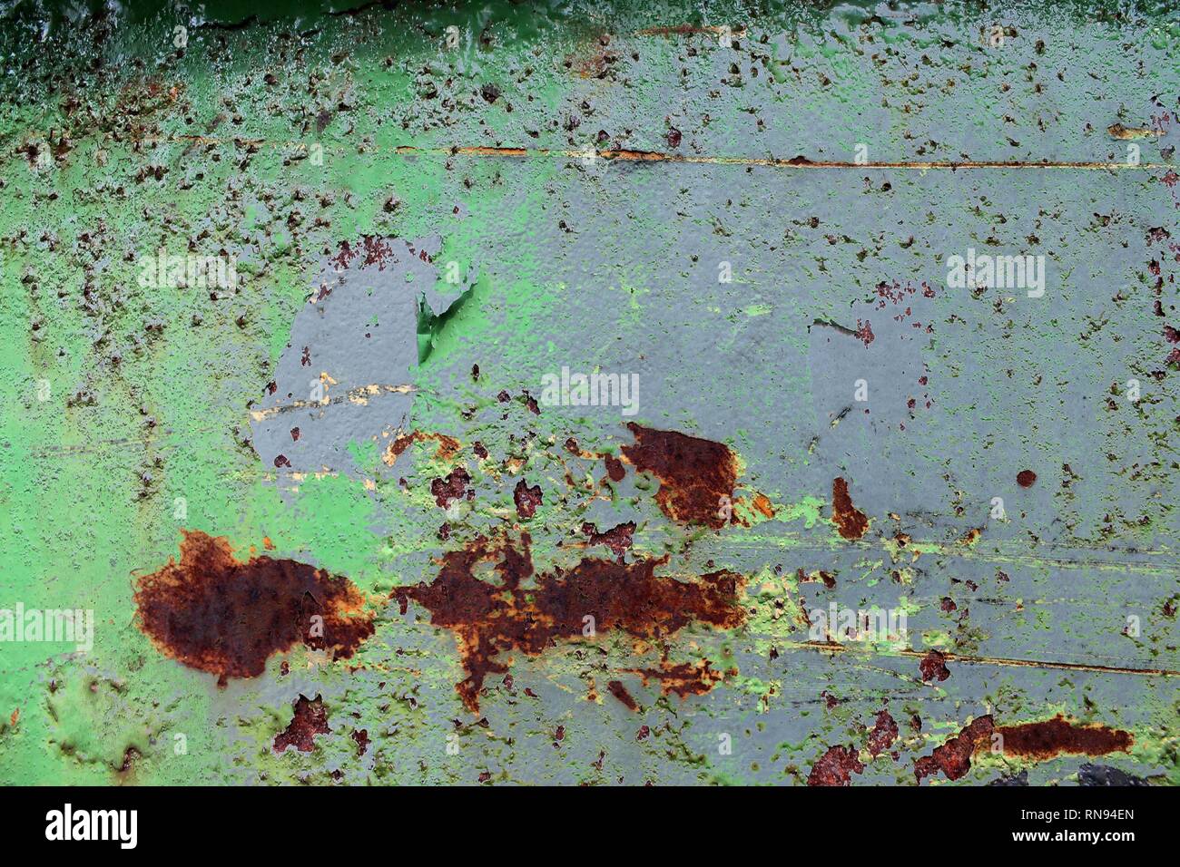 Close up surface of aged and weathered rusty metal surfaces in high ...