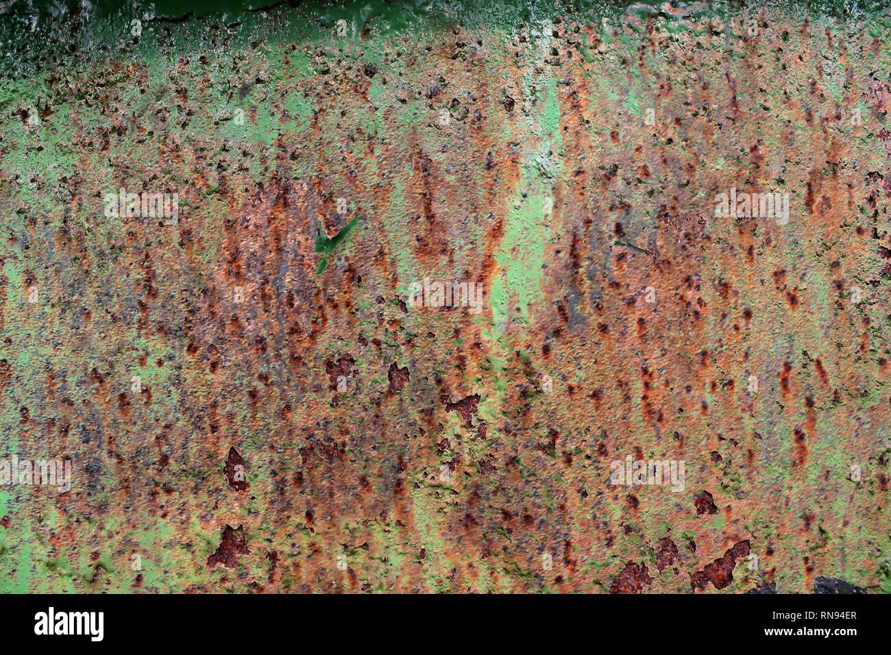 Close up surface of aged and weathered rusty metal surfaces in high ...