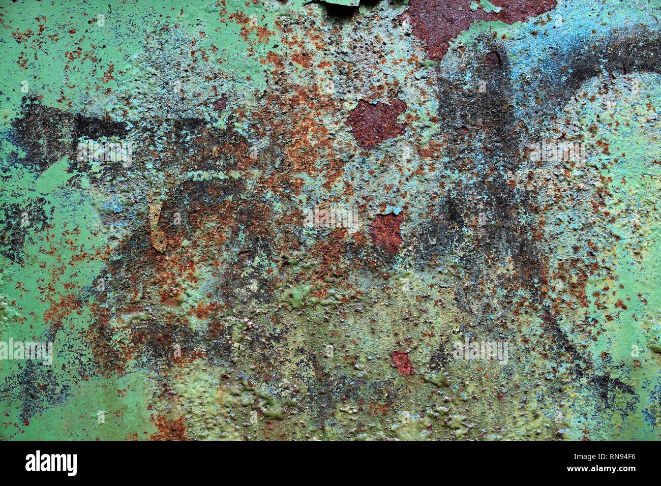 Close up surface of aged and weathered rusty metal surfaces in high ...