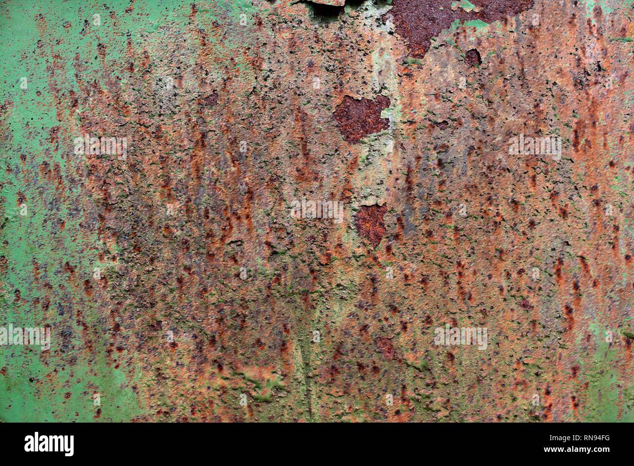 Close up surface of aged and weathered rusty metal surfaces in high ...