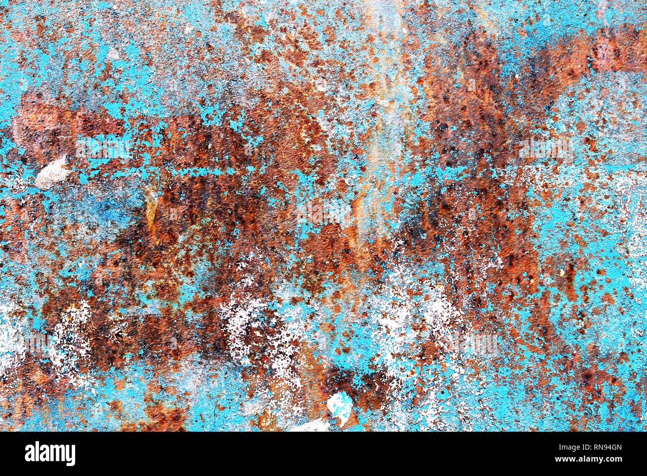 Close up surface of aged and weathered rusty metal surfaces in high ...