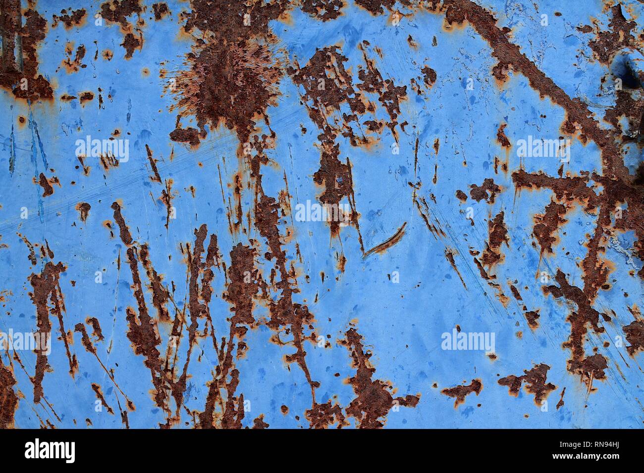 Close up surface of aged and weathered rusty metal surfaces in high ...