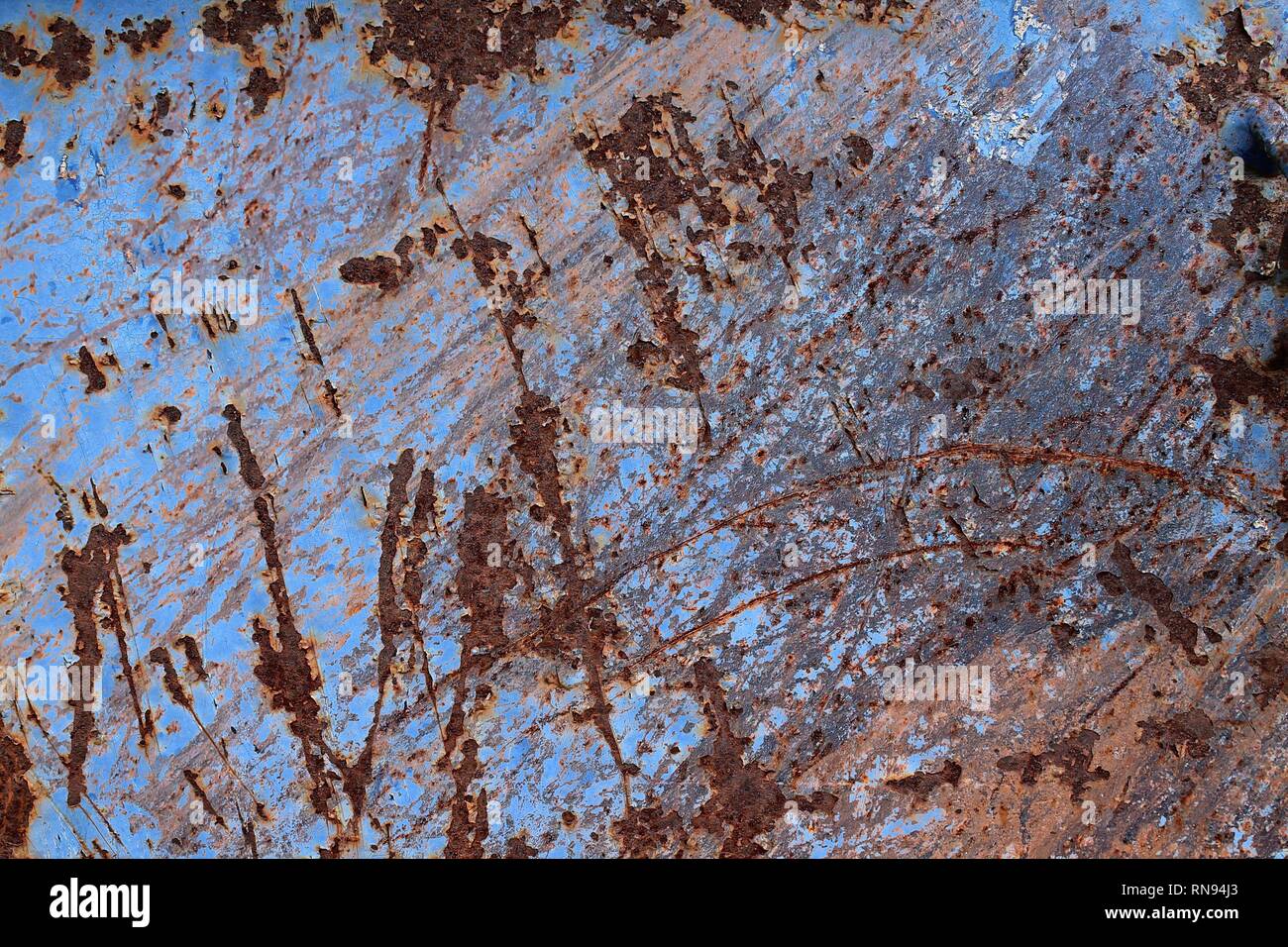 Close up surface of aged and weathered rusty metal surfaces in high ...