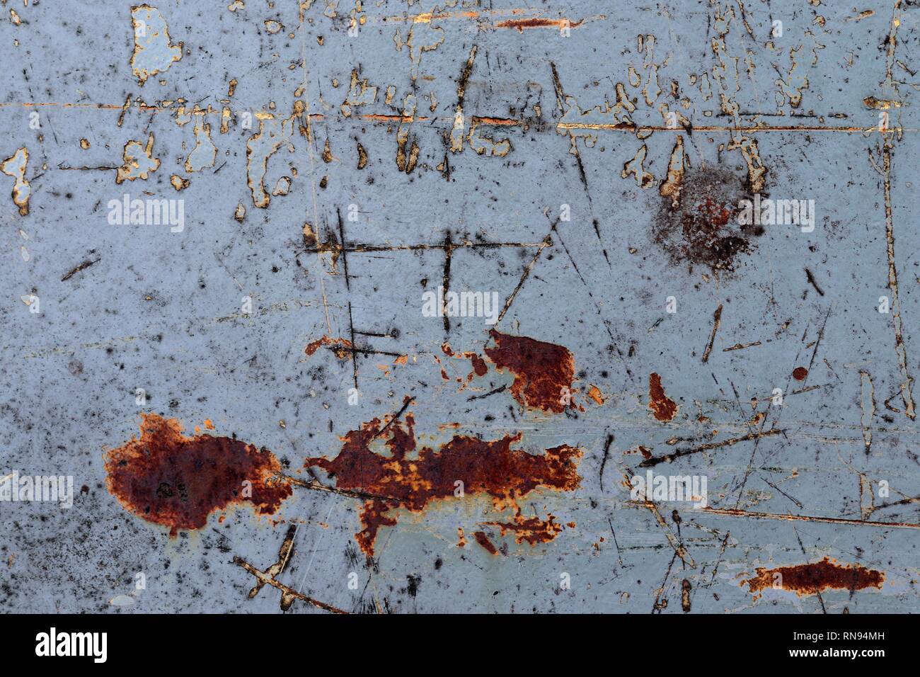 Close up surface of aged and weathered rusty metal surfaces in high ...