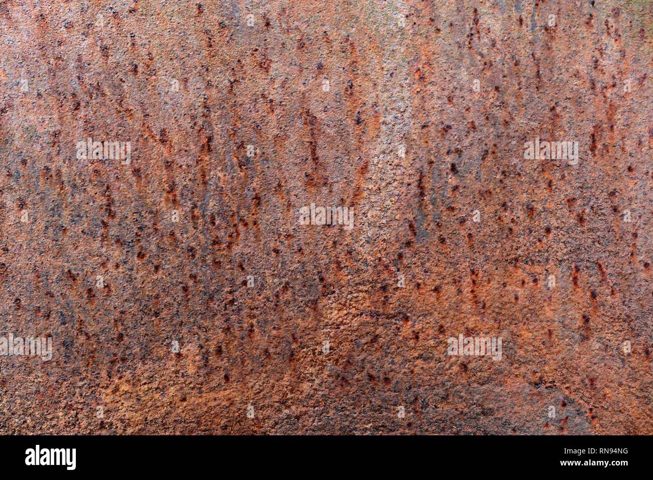 Close up surface of aged and weathered rusty metal surfaces in high ...