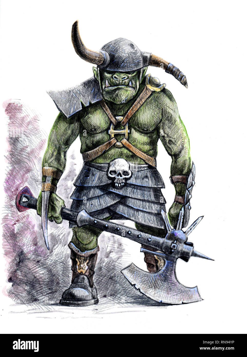 Orc warrior. Fantasy illustration. Orc with ax Stock Photo - Alamy Orc warrior. Fantasy illustration. Orc with ax Stock Photo - Alamy