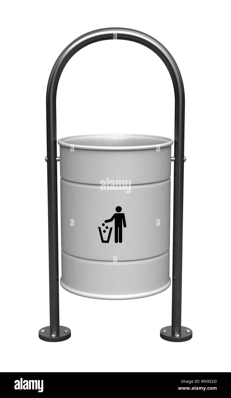 3d render of white dustbin isolated over white background Stock Photo ...