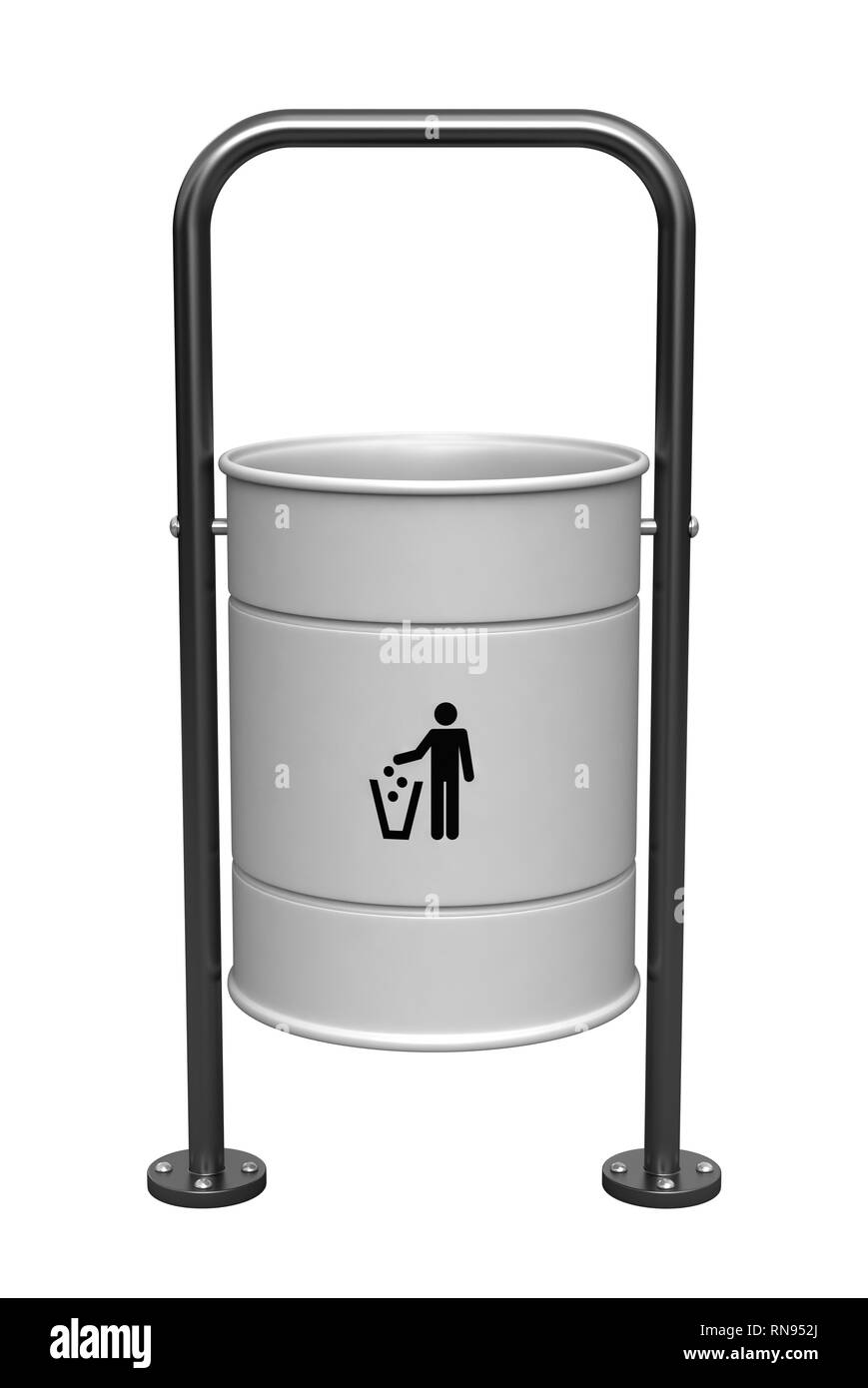 3d render of white dustbin isolated over white background Stock Photo ...